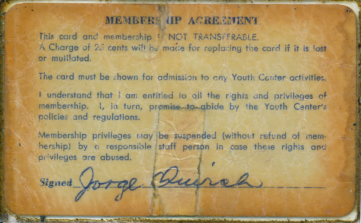 Youth Center Membership Card | Myra Bradwell School Class of 1967